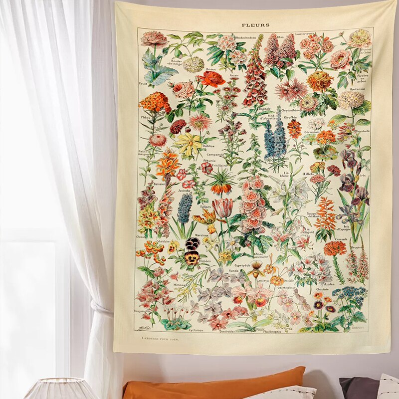 Mushroom Tapestry Botanical Wildflower Wall Hangin... – Grandado