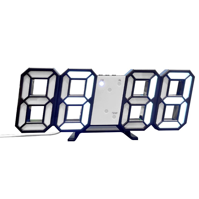 Digital Wall Clock 3D LED Alarm Clock Electronic D... – Grandado