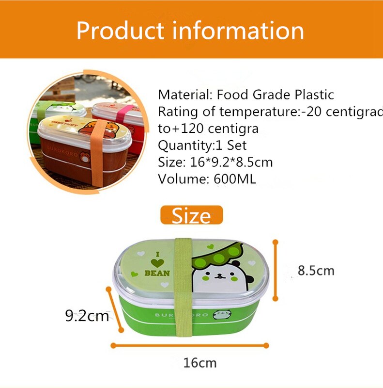 Cartoon Healthy Plastic Lunch Box 600ml Bento Boxe... – Grandado