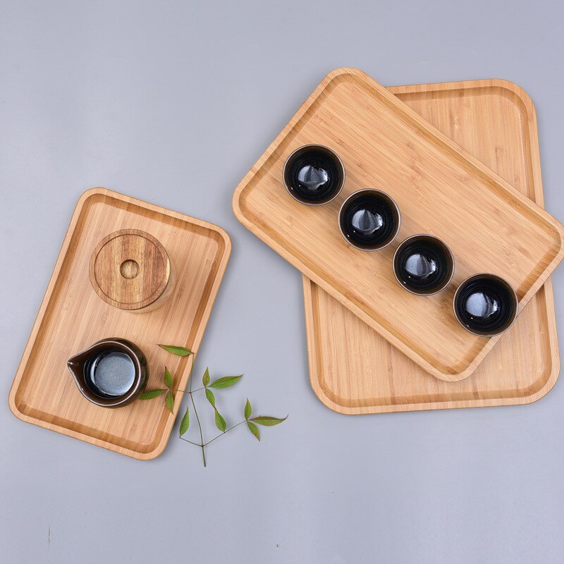 Rectangular Bamboo Tea Trays Solid Dessert Plate C... – Vicedeal