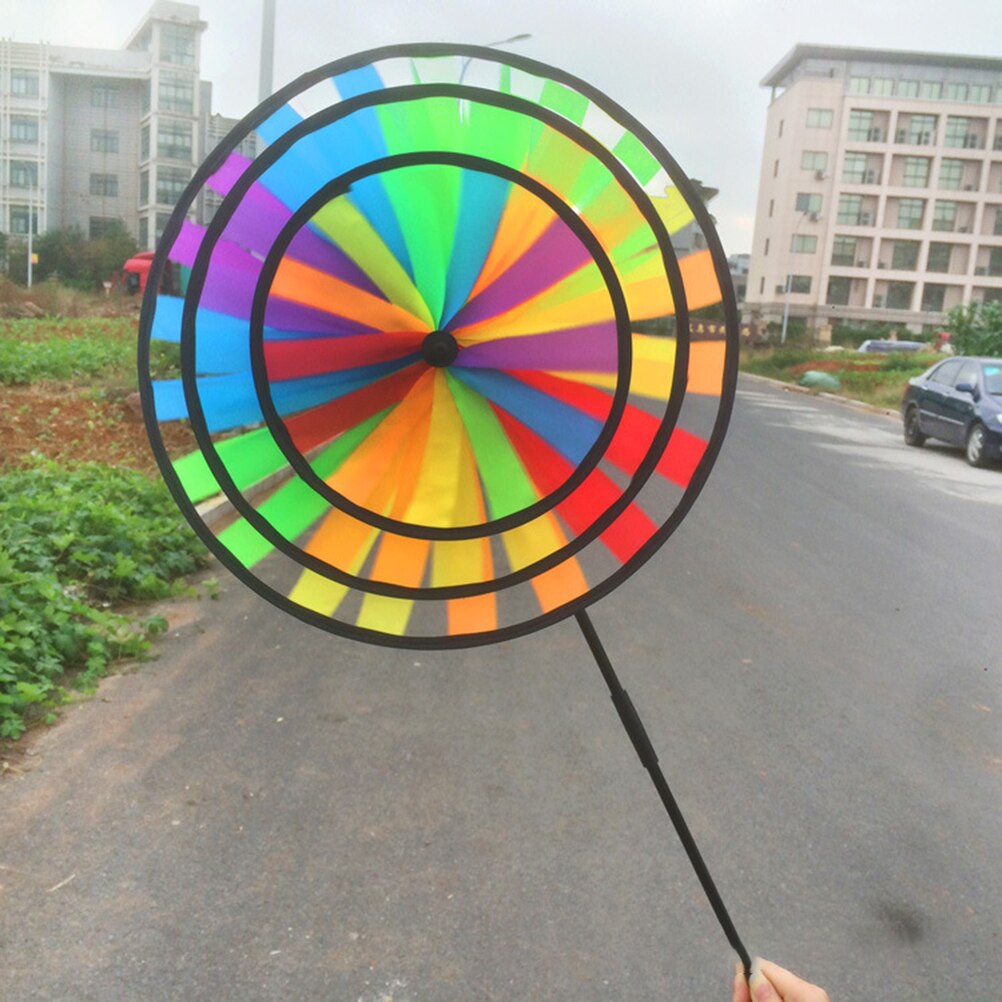 36cm DIY Colorful Rainbow Triple Wheel Wind Spinne... – Grandado