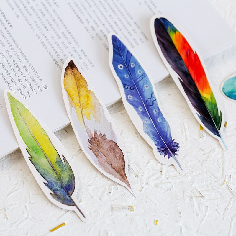 30 Pcs/Pack Colorful Feather Bookmark Paper Cartoo... – Grandado