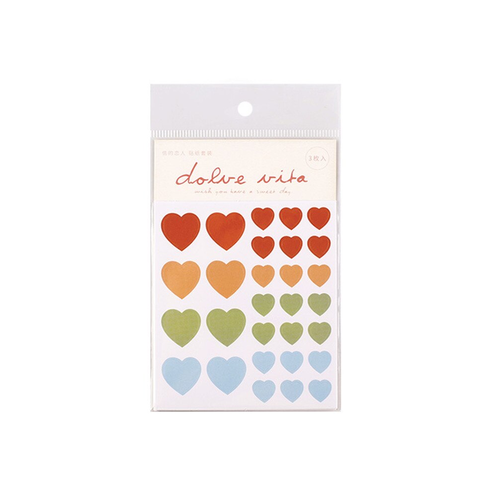 3 Sheets Love Heart Stickers Journal Stickers Kawa... – Grandado