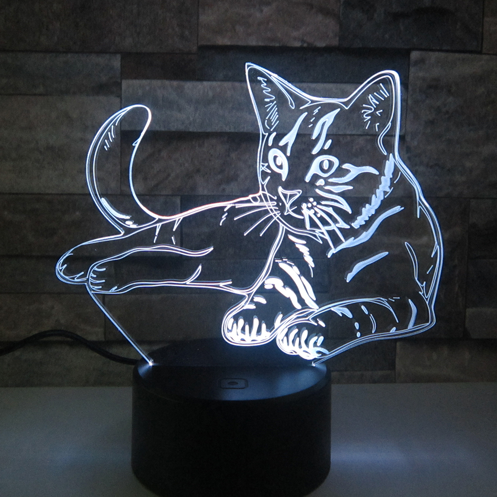 Lovely Cat 3D Night LightRemote Touch Swith LED An... – Grandado