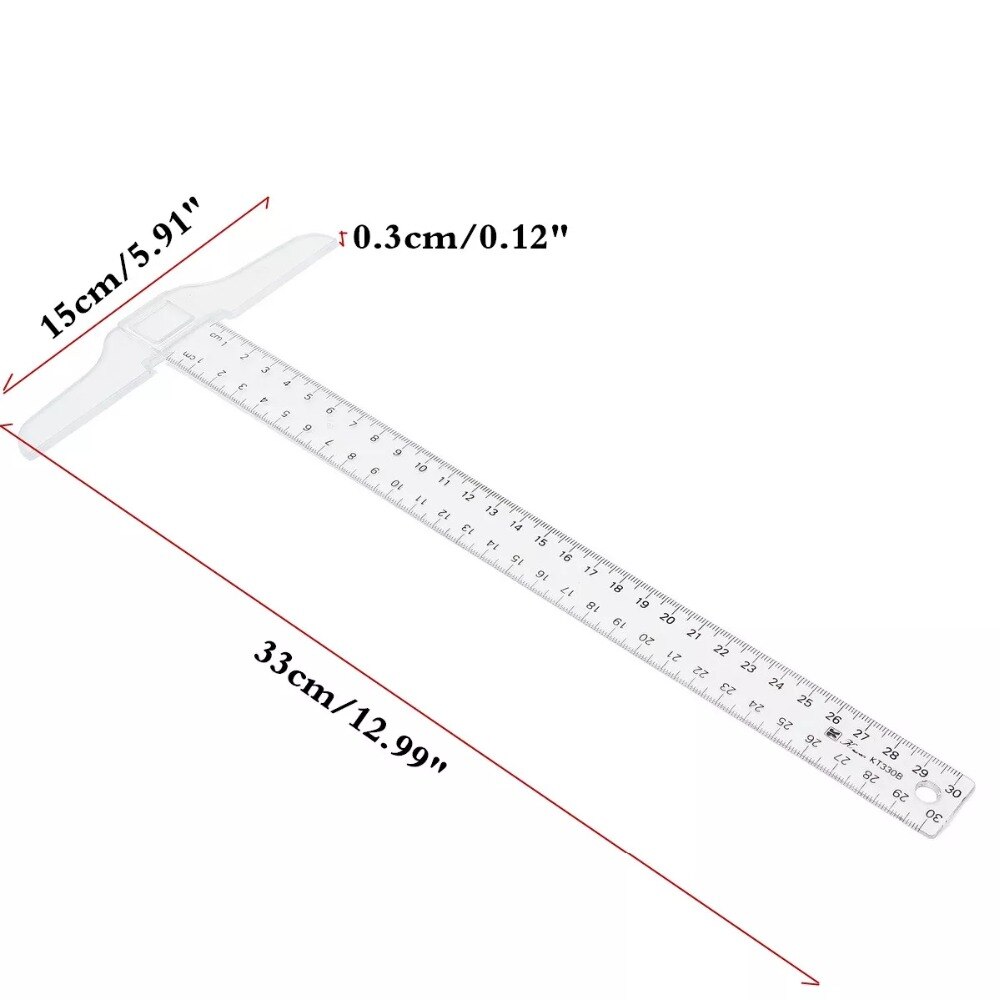 ALLSOME 30cm 30cm/12" Plastic T-Square Metric Rule... – Grandado