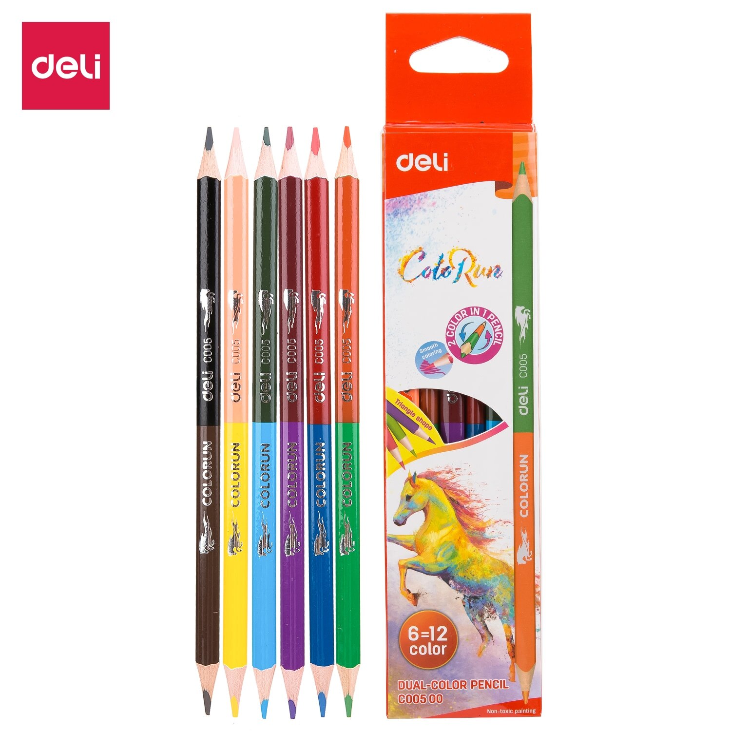 Deli Dual Colored Pencil 12 24 colors Drawing Pen ... – Grandado
