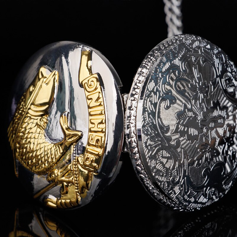 Engraved Silver Gold Quartz Pocket Watches Fishing... – Grandado