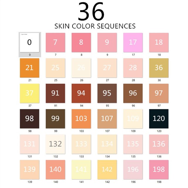 TOUCHFIVE 12/24/36Colors Marker Skin Tones Set Art... – Grandado