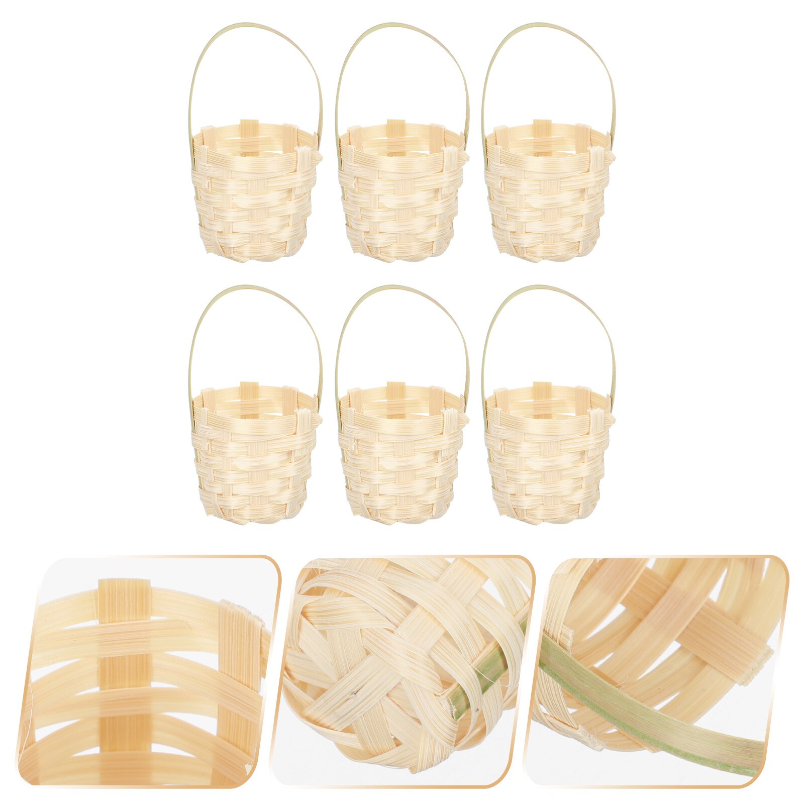 6pcs Hand-woven Small Bamboo Baskets Simple Style ... – Vicedeal