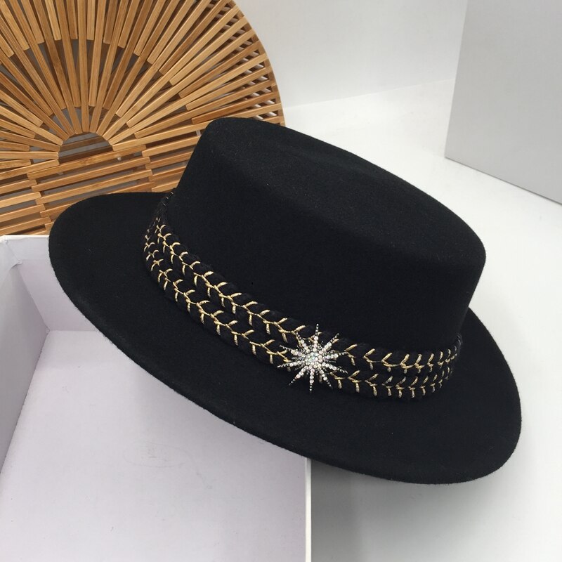 harajuku hat in Europe and the wool Panama Black f... – Grandado