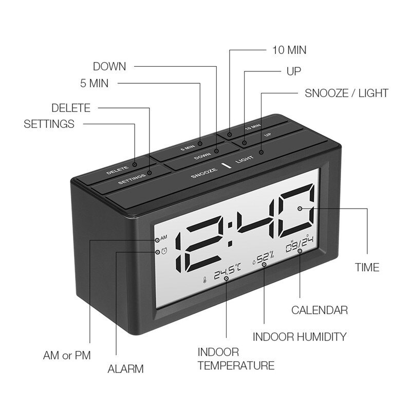 Digoo DG-C4S Calendar LED Alarm Clocks Snooze Func... – Grandado