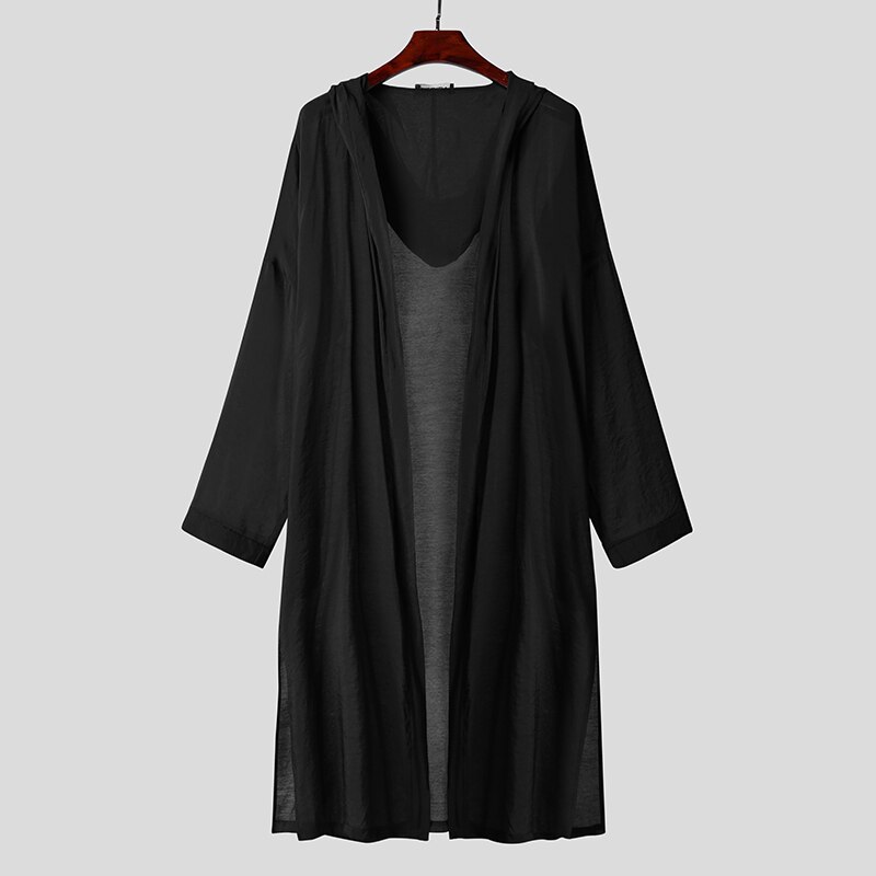 Men Coats Hooded Long Sleeve Streetwear Translucen... – Grandado