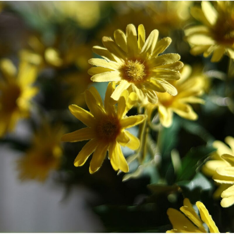 yumai 9 Fork 35 cm Daisy Flower Bouquet Silk Gerbe... – Grandado