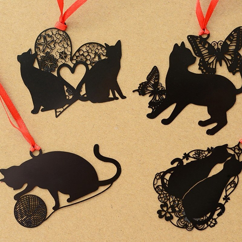2Pcs DIY Cute Kawaii Black Cat Metal Bookmark For ... – Grandado