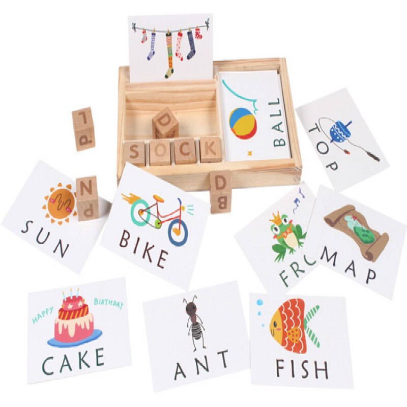 Houten Kinderen Spelling Spel Engels Kartonnen Puz... – Grandado