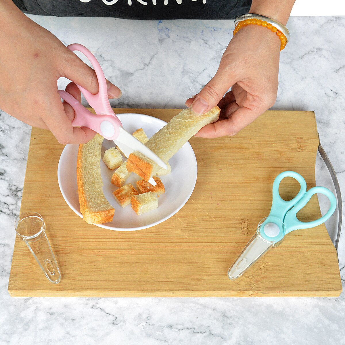 Baby silicone food plate feeding auxiliary scissor... – Vicedeal