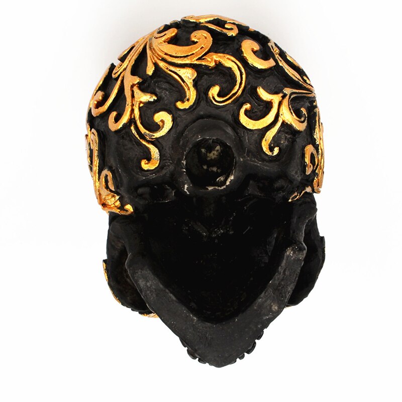 Retro Resin Black Skull Head Statues Golden Carvin... – Vicedeal
