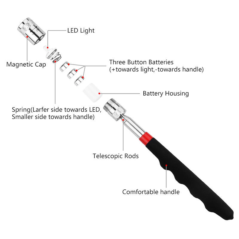 80cm Flexible Telescoping Magnetic Flashlight LED ... – Grandado