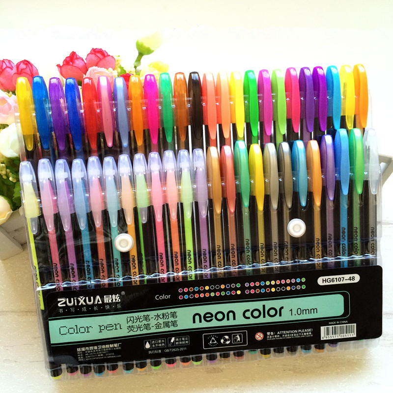24 36 48 color Gel Pen Set Refills Metallic Pastel... – Vicedeal