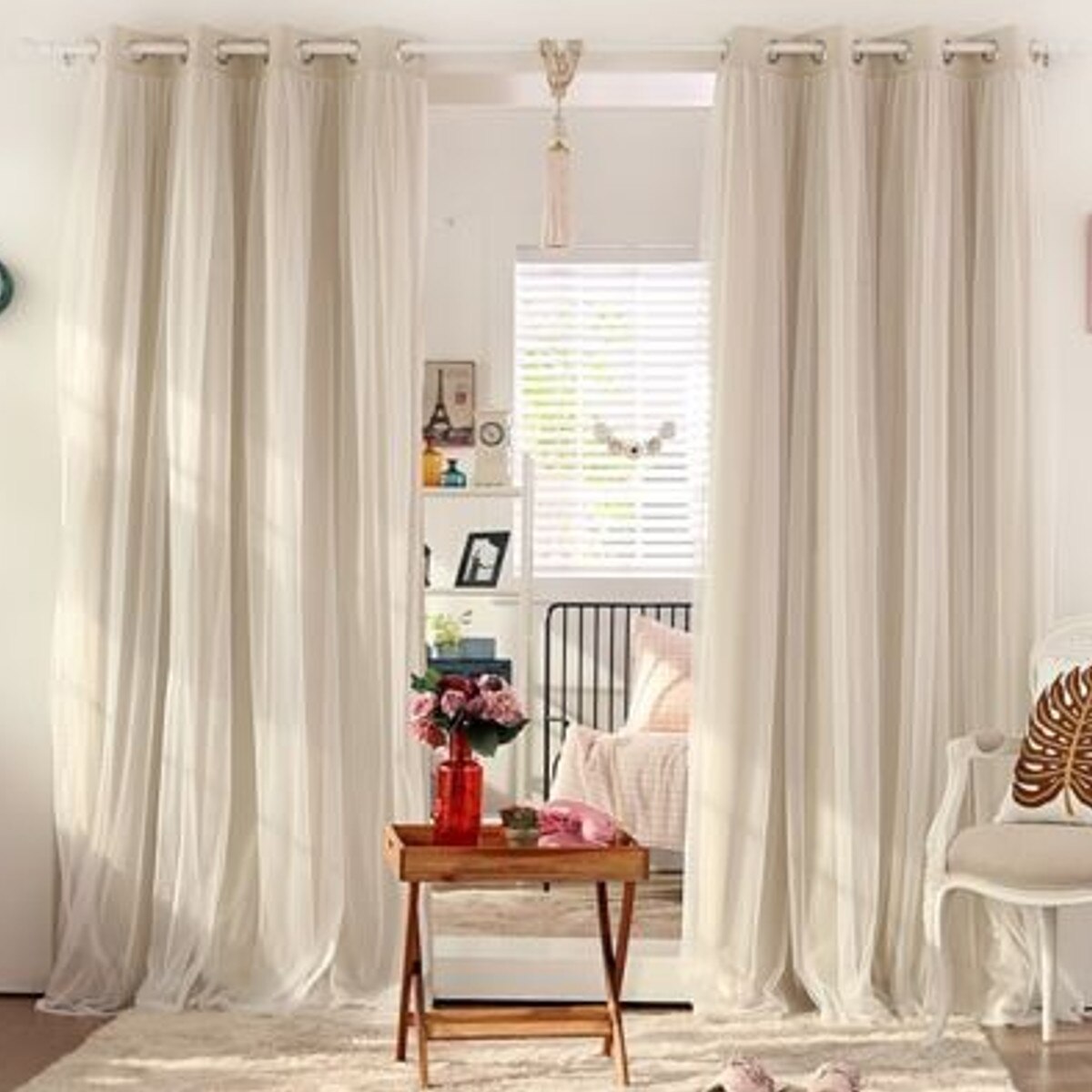 Double Layer Shading curtain Lace Hollow Out Stars... – Vicedeal