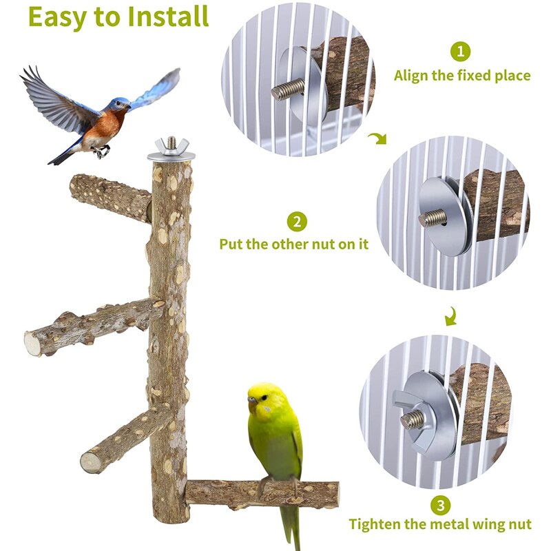 Pet Parrot Bird Standing Stick Wood Pole Bird Cock... – Vicedeal