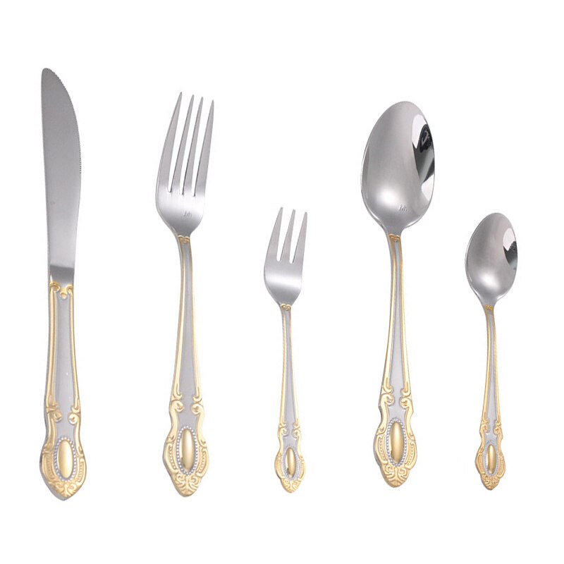 4/5Pcs Bestek Set Goud Servies Rvs Western Royal Z... – Vicedeal