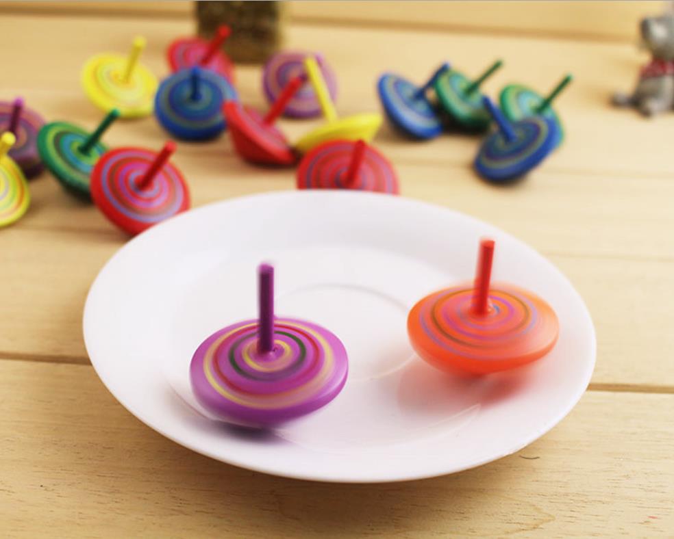 10Pcs Random Colors Wooden Spinning Top Toys Gyros... – Grandado