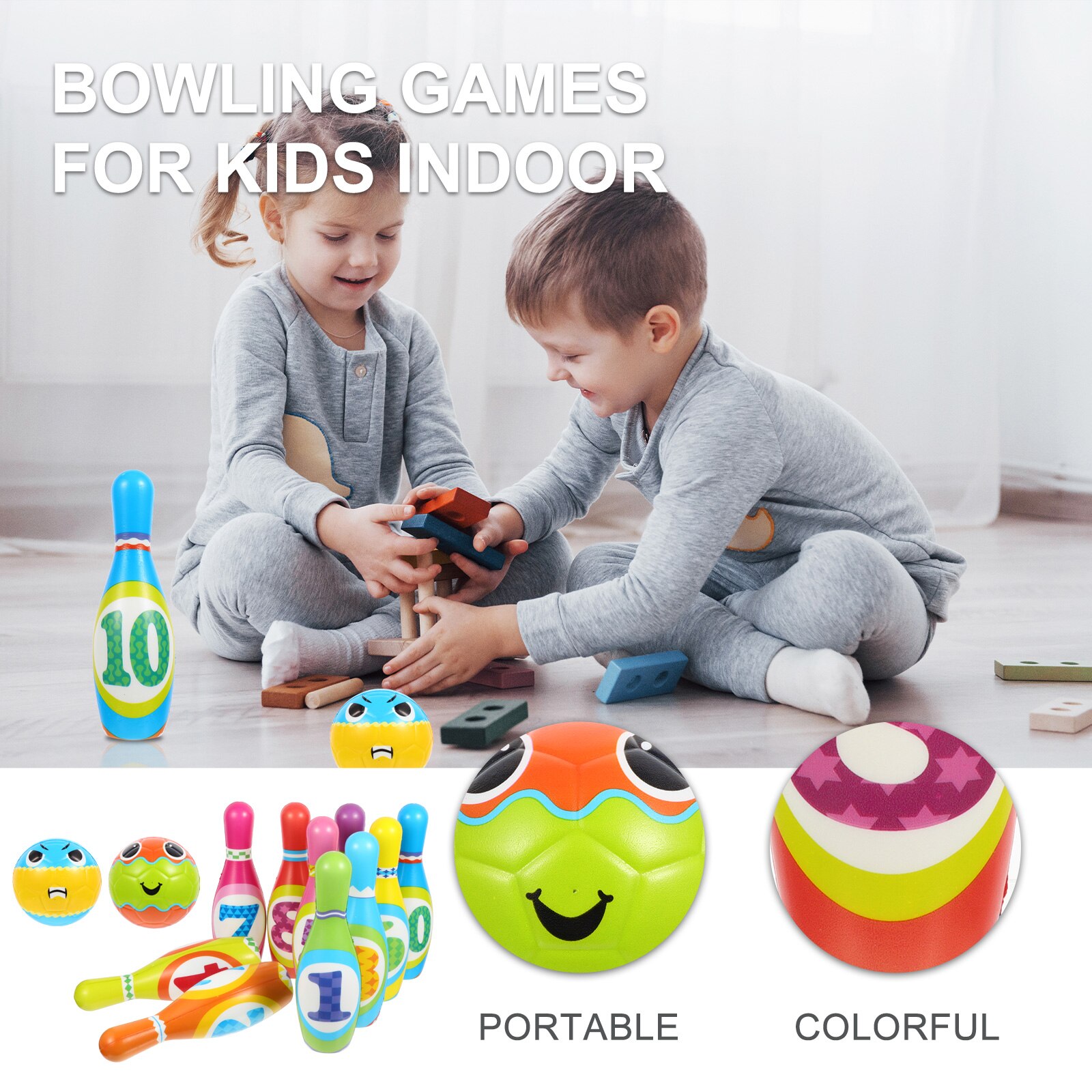 1 Set Colorful Bowling Ball Kit Indoor Outdoor Spo... – Grandado