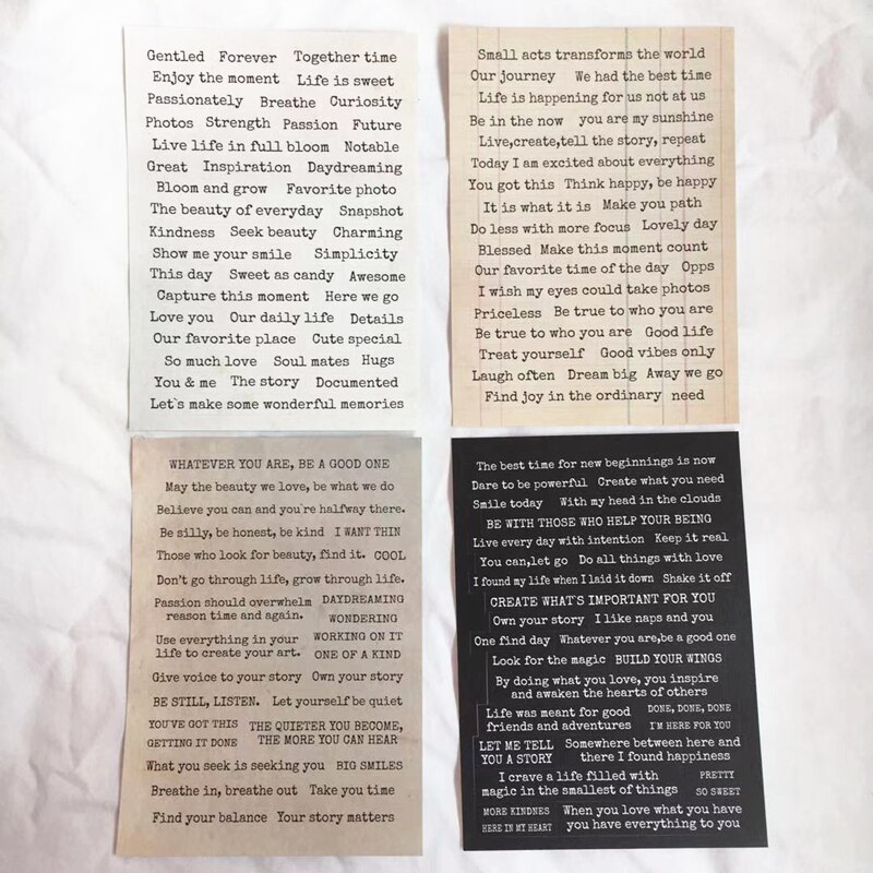 4 blatt Schöne Essay Worte Aufkleber für Scrapbook... – Grandado