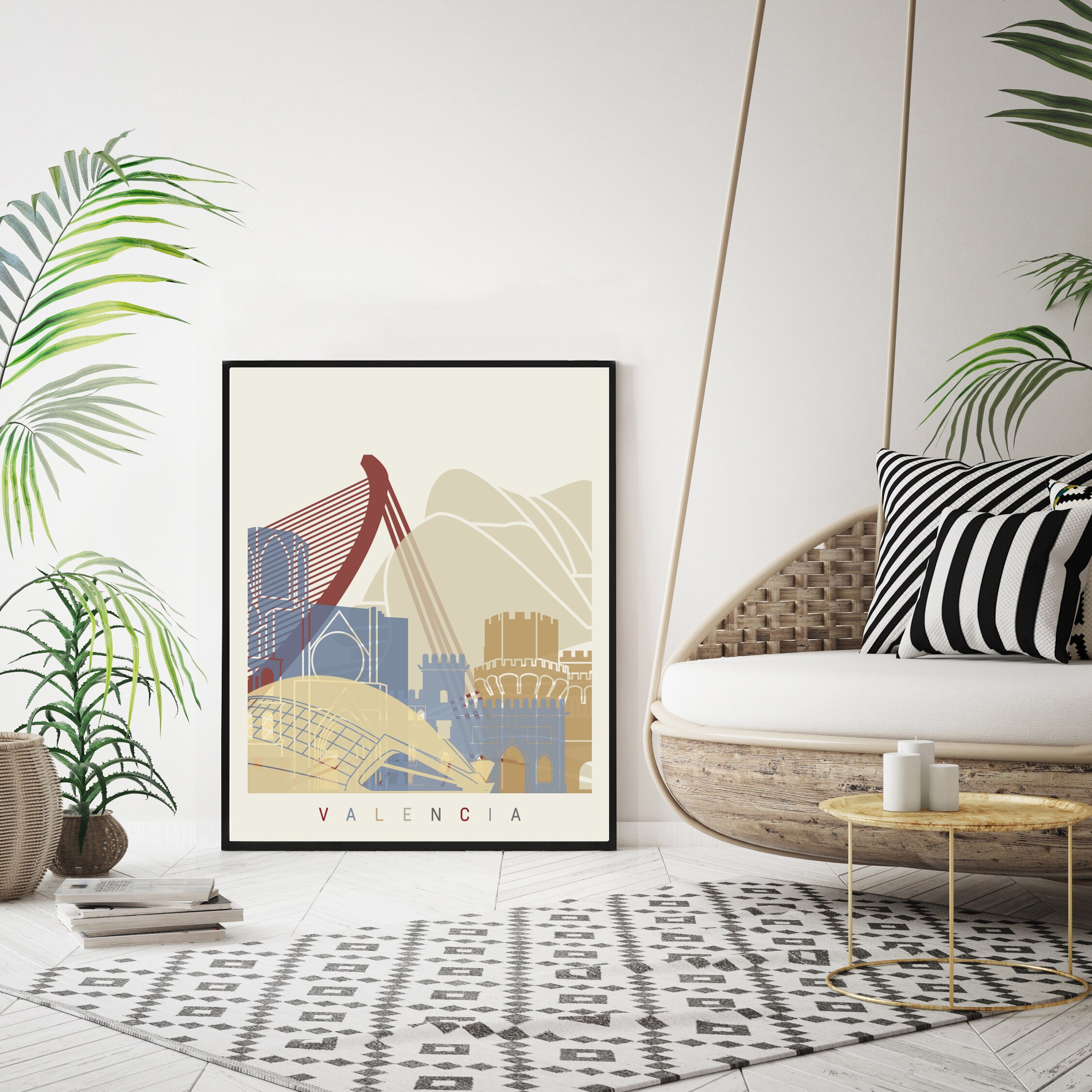 Valencia Skyline Poster-Cartel Lámina Artistica de... – Grandado