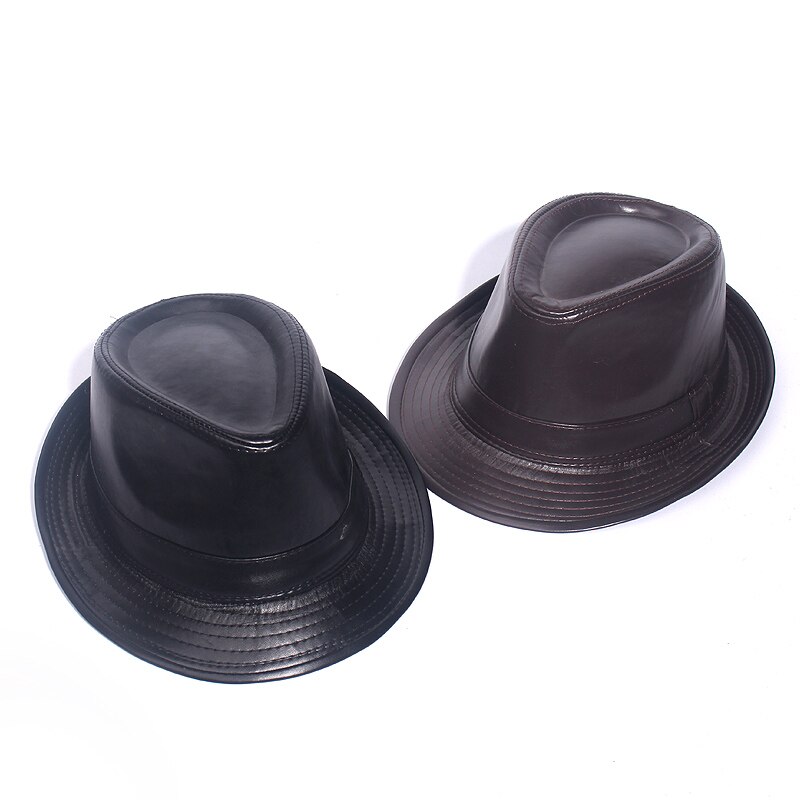 PU Leather Fedora Hats Vintage Jazz Cap Cowboy Gen... – Vicedeal