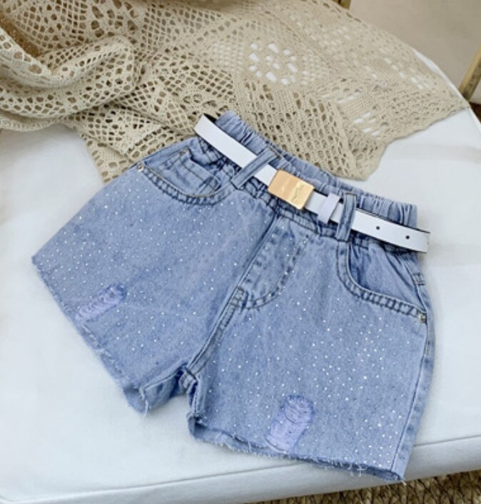 Girl Jeans Shorts Baby Girl Beading Denim Shorts K... – Grandado