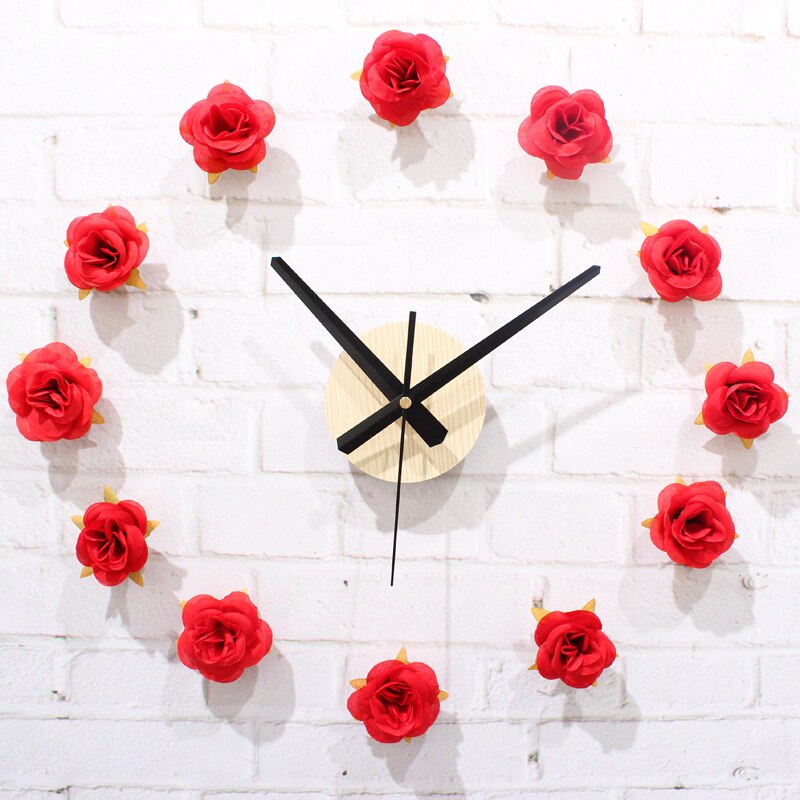 Romantic DIY Wall Clock Large 3d Rose Living Room ... – Grandado