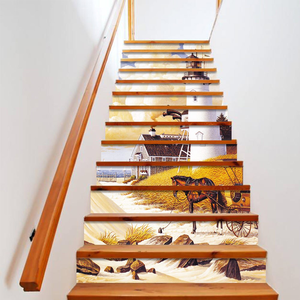 13Pcs/Set PVC European Town Printing Stair Sticker... – Vicedeal