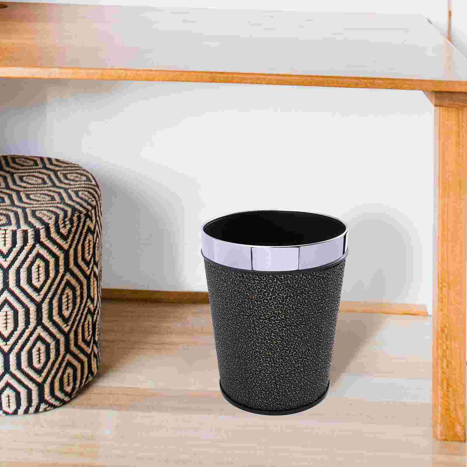 Leather Wastebasket European Style Retro Trash Can... – Grandado