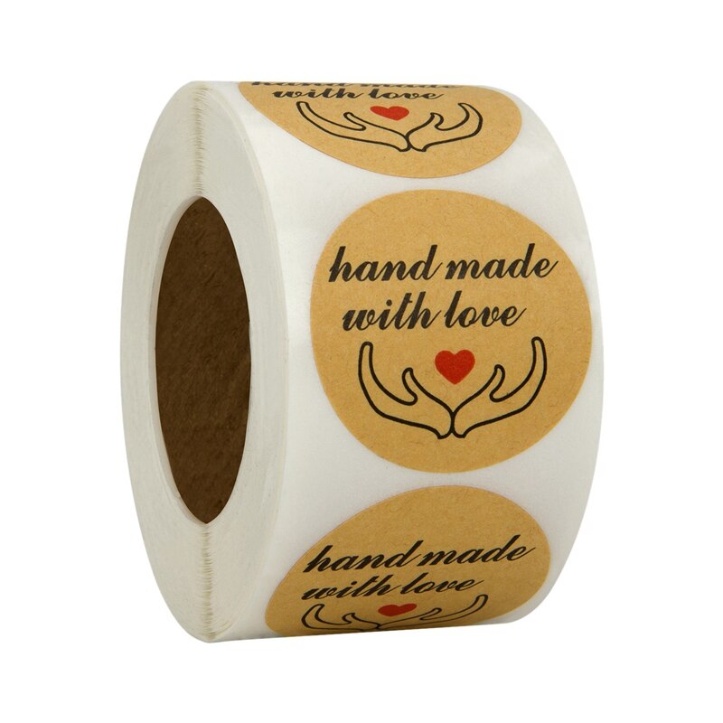 Handmade With Love Stickers,1.5 Inch Round Handmad... – Grandado