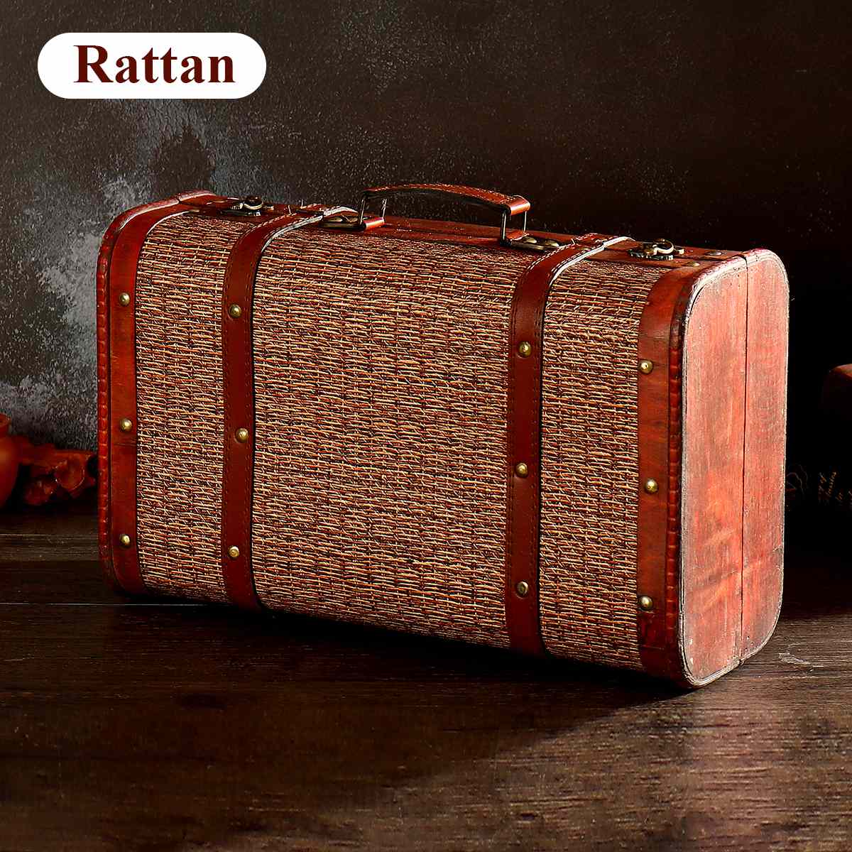 Vintage Metal Wood Storage Box with Lock Suitcase ... – Vicedeal