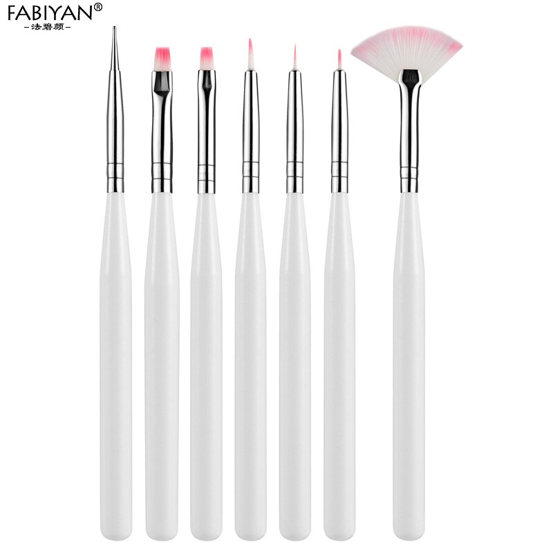 7PCS White Brush Painting Drawing Pen Polish Gel UV Tools Nail Art ...