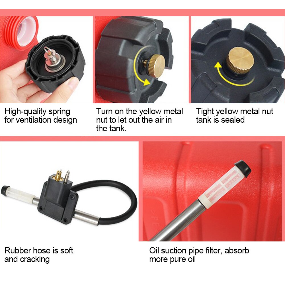 12L Gas Fuel Tank Marine Red Portable Outboard Ant... – Grandado