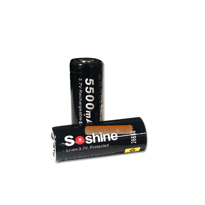 2 Pcs / Pair Soshine 3.7V 5500mAh 26650 Battery Pr... – Grandado