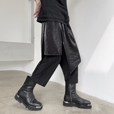 Summer personality false two-piece pants men loose... – Grandado