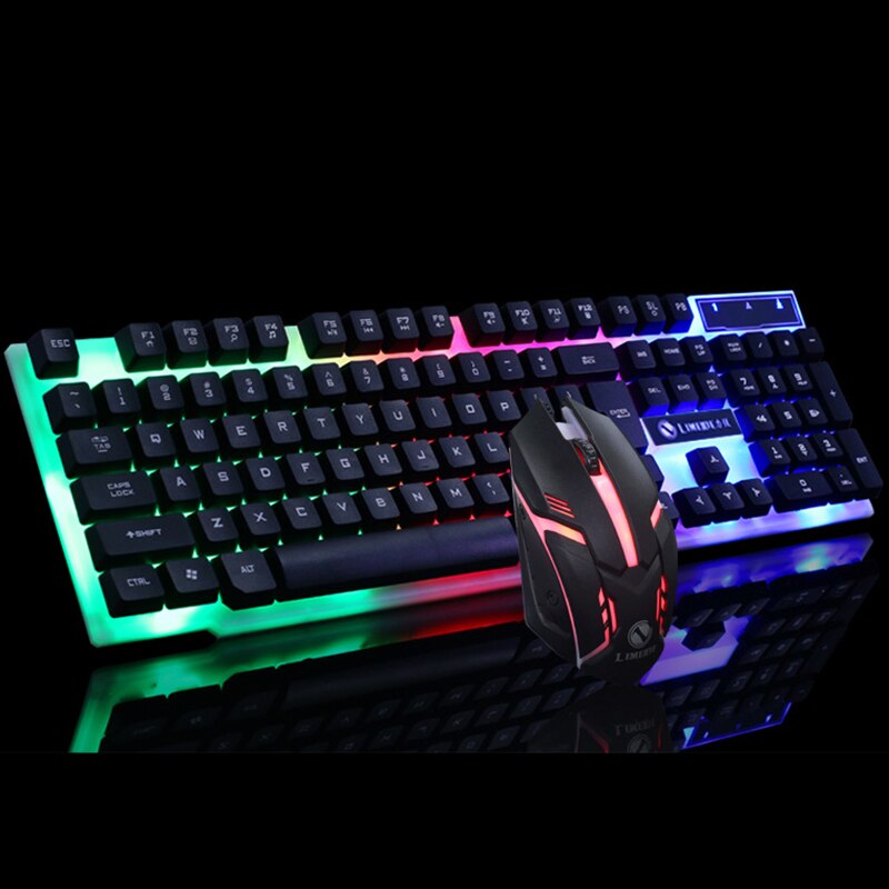 7 Color Backit Wired Keyboard and Mouse 1600dpi Of... – Vicedeal