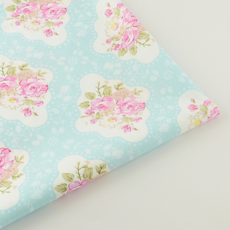 100% Cotton Fabric Blue Printed Floral Designs Hom... – Grandado