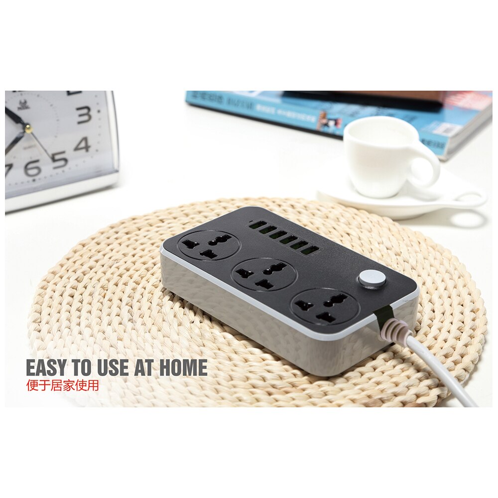 2 Round Pin EU RUS UK Plug Power Strip Switch 2M C... – Grandado