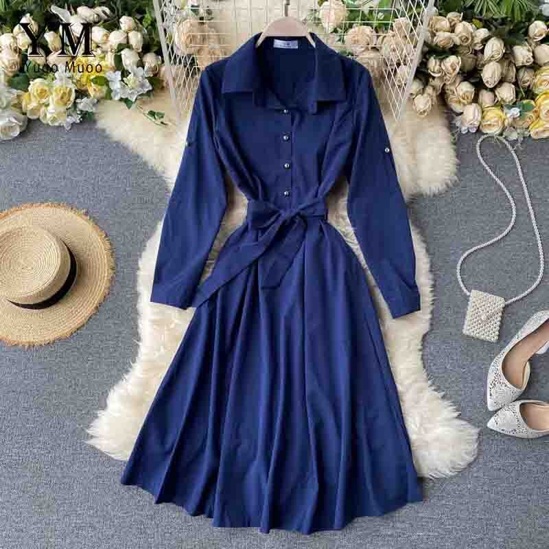 YuooMuoo Long Sleeve Autumn Work Shirt Dress Women... – Vicedeal