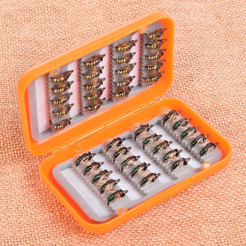 40Pcs Fly Fishing Lure Hooks and Box Bee Insects S... – Grandado