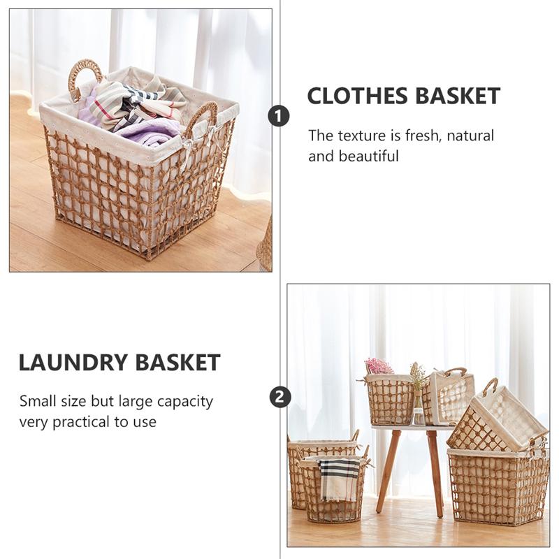 1Pc Woven Laundry Storage Basket Portable Dirty Cl... – Grandado
