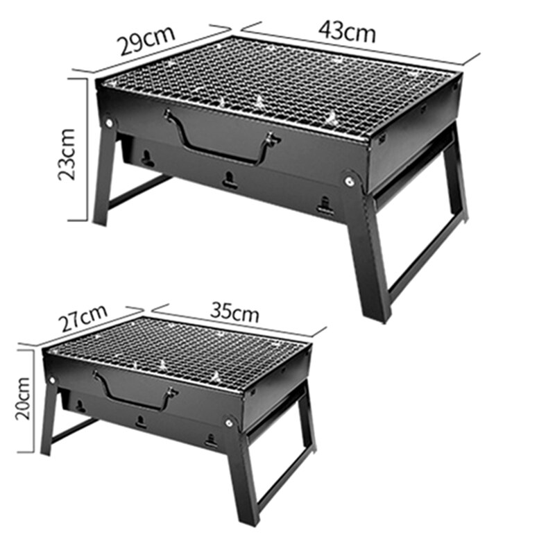 Black BBQ Grill Folding Portable Charcoal Barbecue... – Grandado