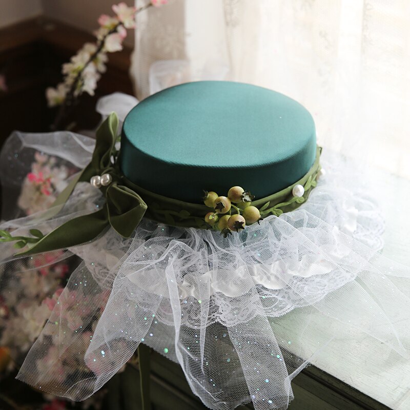 Spring Summer Wedding Hat Forest Style Dark Green ... – Grandado