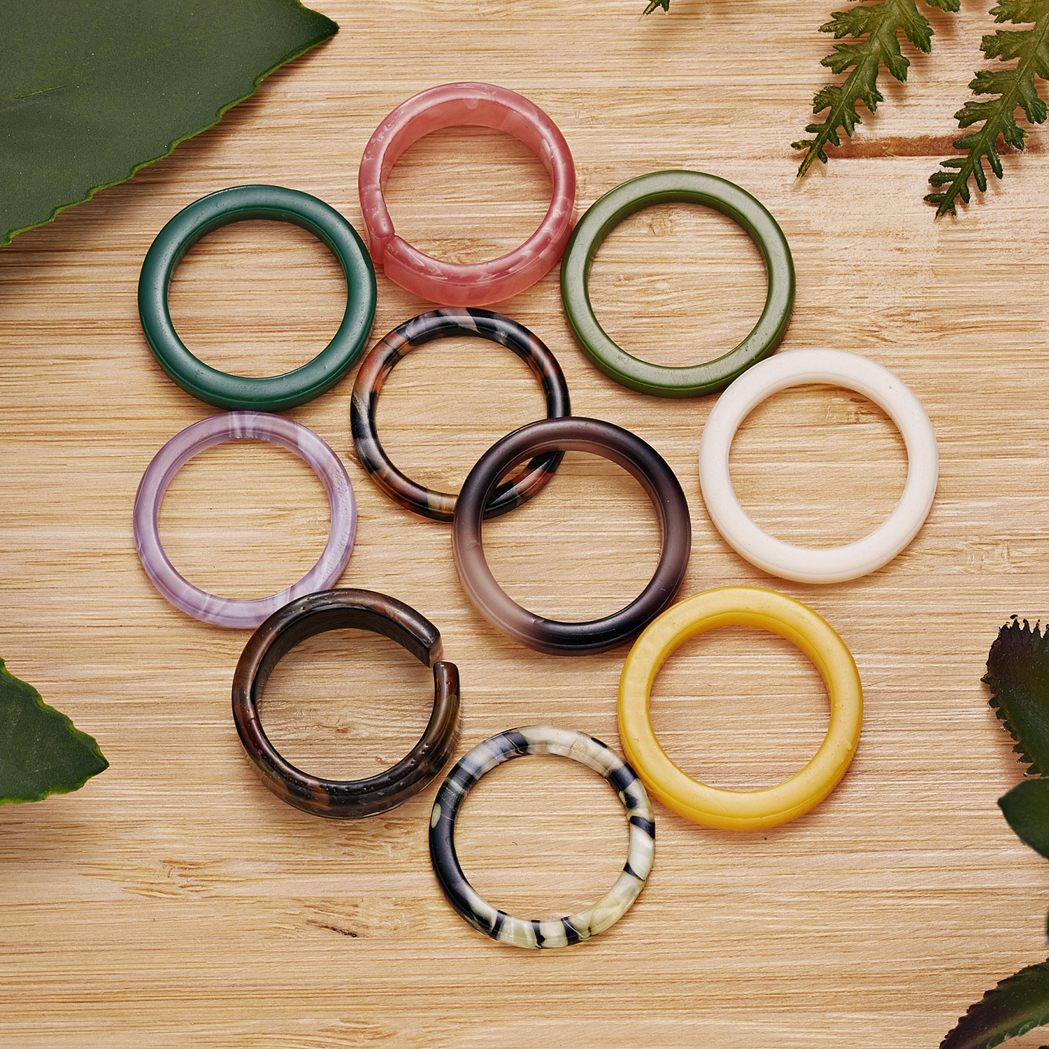 Korea Aesthetic Colourful Resin Acrylic Rings Set ... – Vicedeal